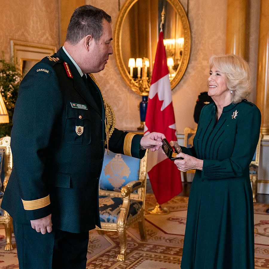 Camilla, Queen Consort Hosts Canadian Regiment at Buckingham Palace